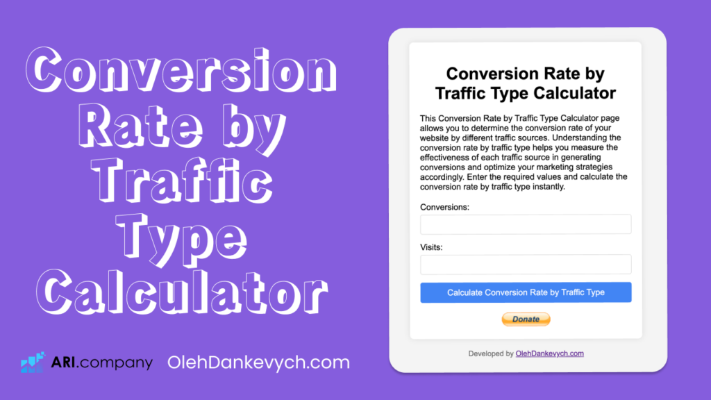 Conversion Rate By Traffic Type Calculator By OlehDankevych.com