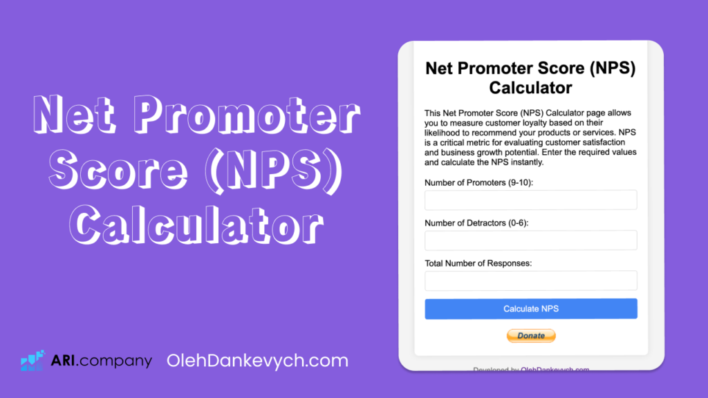 Free Online Net Promoter Score (NPS) Calculator - By OlehDankevych.com